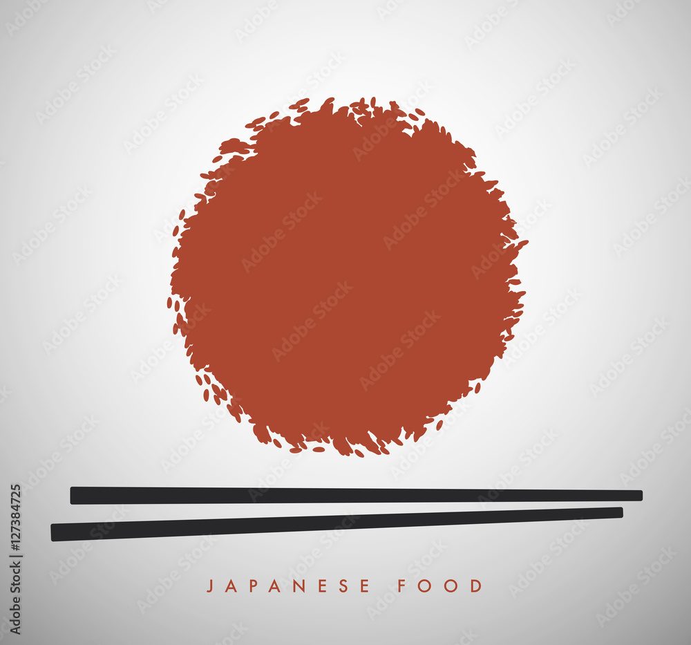 Japanese food symbol. Red rice and sticks. Good for logo. Stock Vector ...