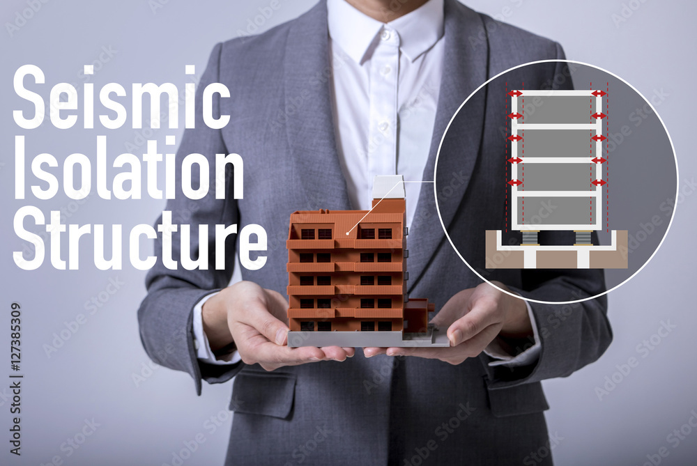 seismic isolation structure concept visual, base isolated system Stock ...