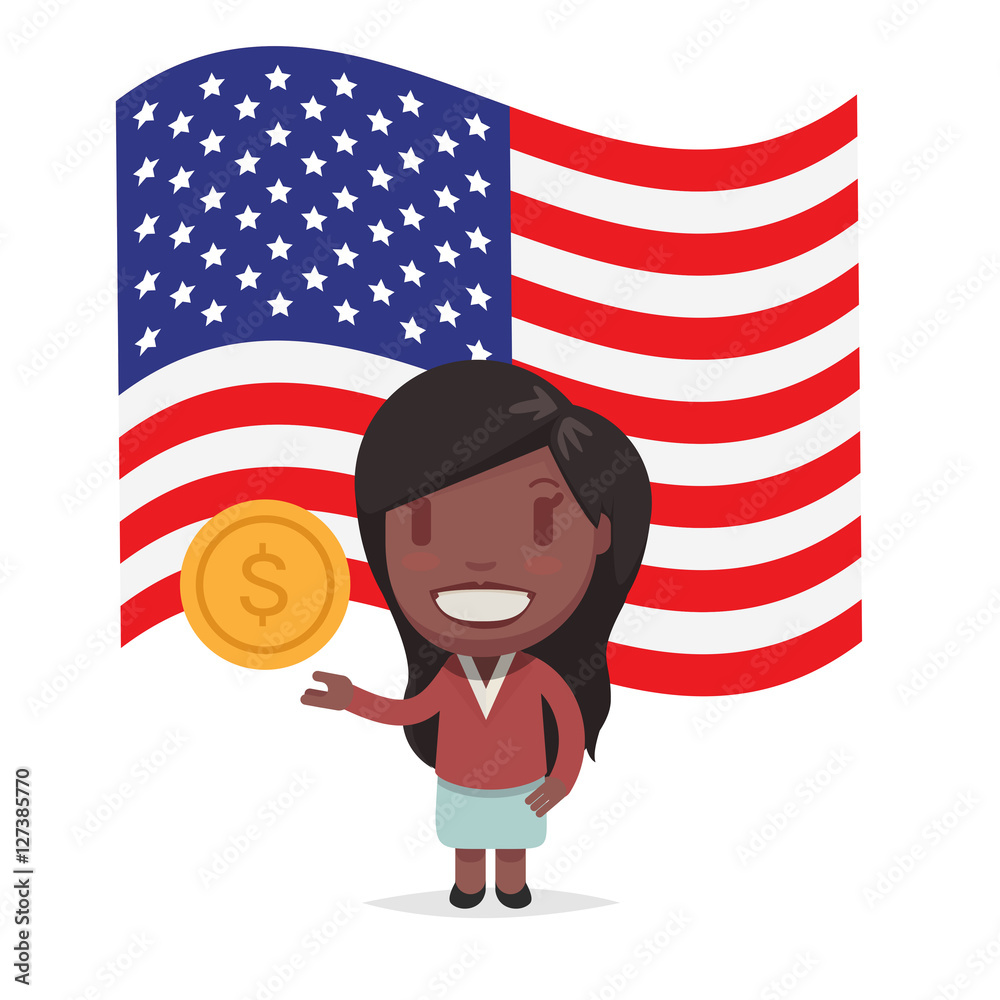Character with USA Flag Stock Vector | Adobe Stock