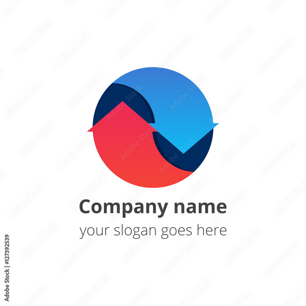 Arrows logo, icon. Vector illustration double arrow in the circle with ...