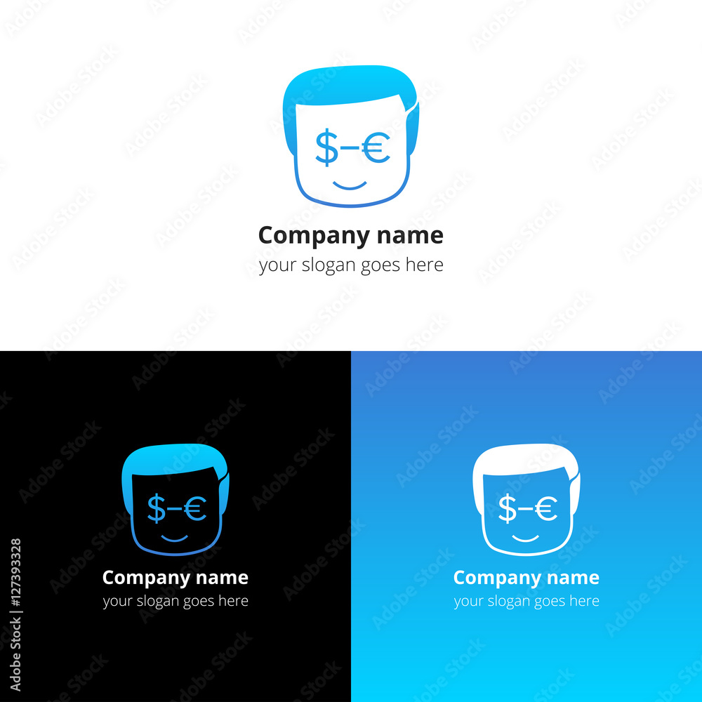 User, man, human people head with money icon in eyes. Logo, icon, sign ...
