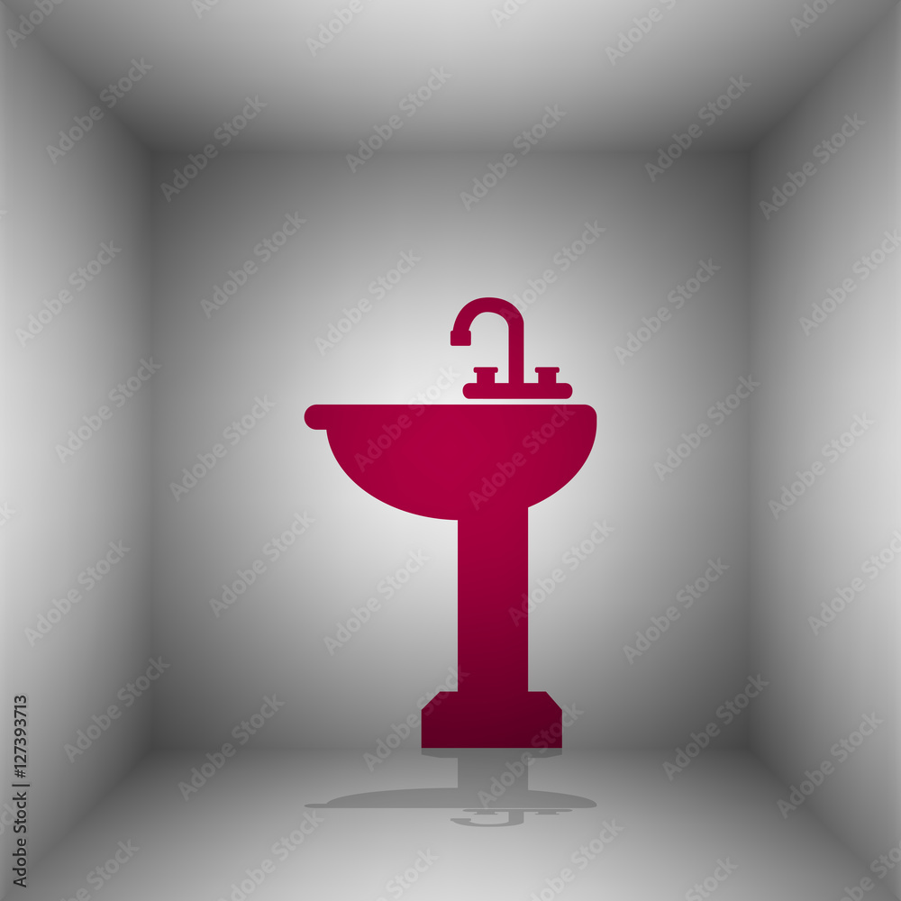 Bathroom sink sign. Bordo icon with shadow in the room. Stock Vector ...