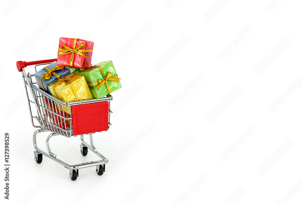 Shopping Cart Full of Gift Box Stock Photo | Adobe Stock