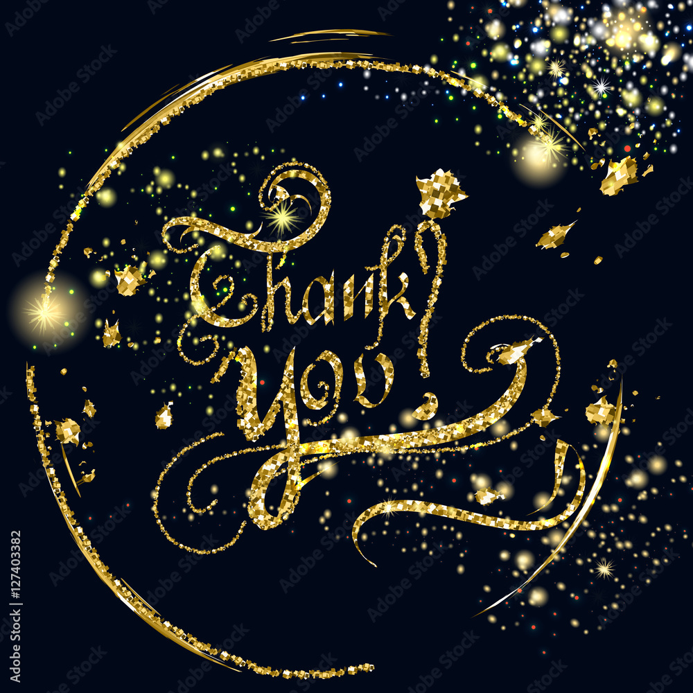thank you signature with glitter particles background effect fo Stock ...
