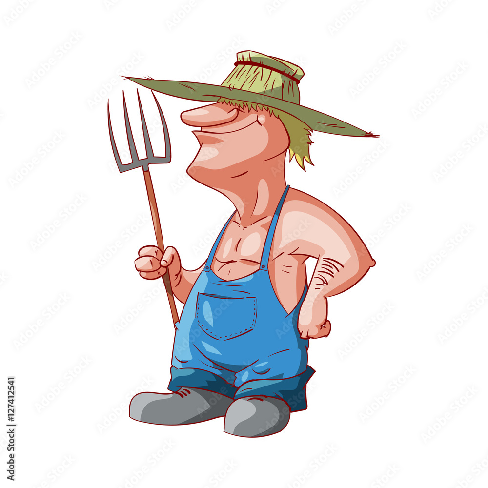 Colorful vector illustration of a cartoon farmer or redneck Stock ...