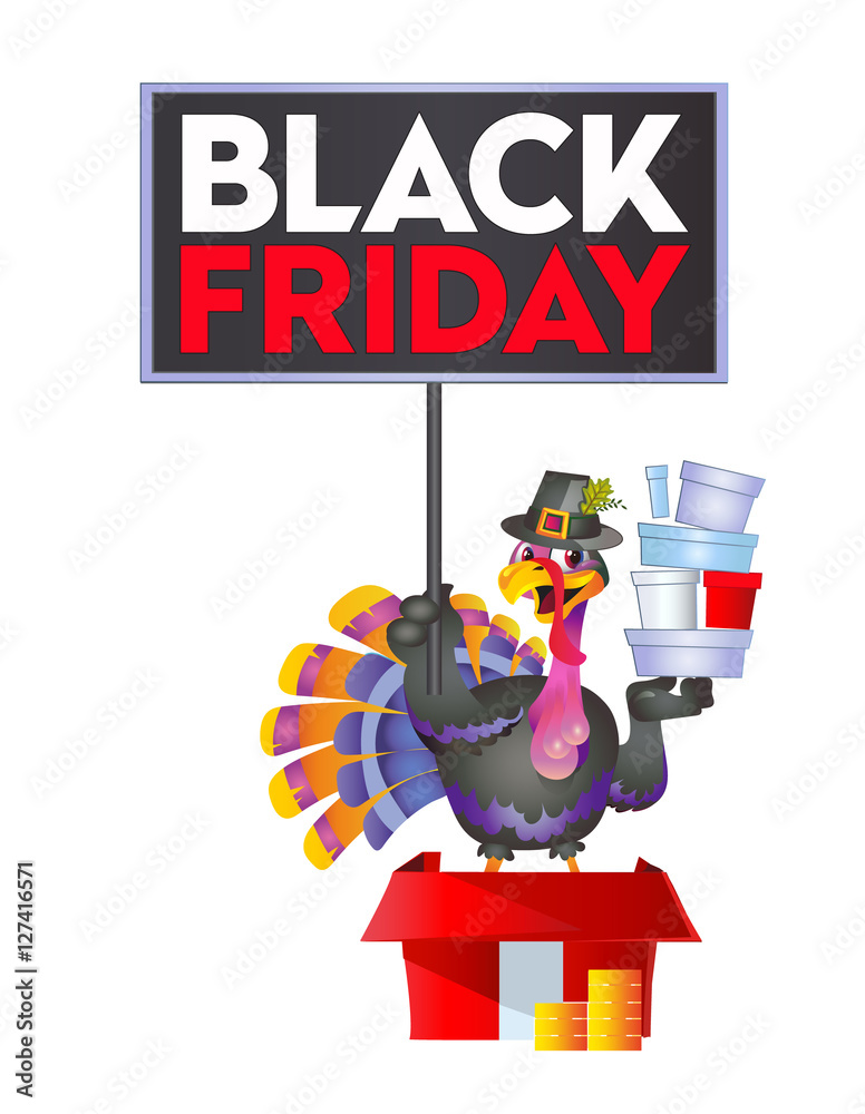 Thanksgiving turkey, Black Friday sales, purchases a sign, poster ...