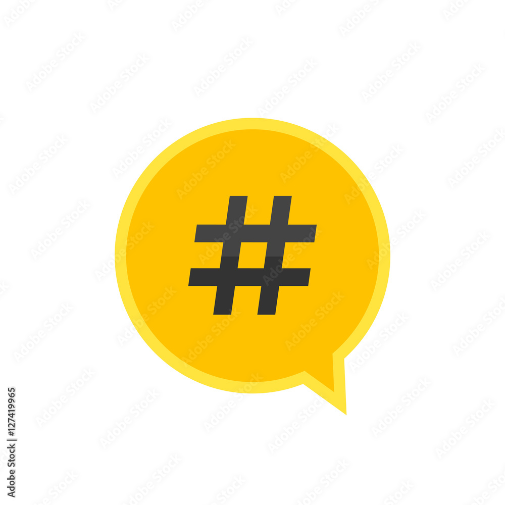Hashtag symbol in dialogue cloud Stock Vector | Adobe Stock