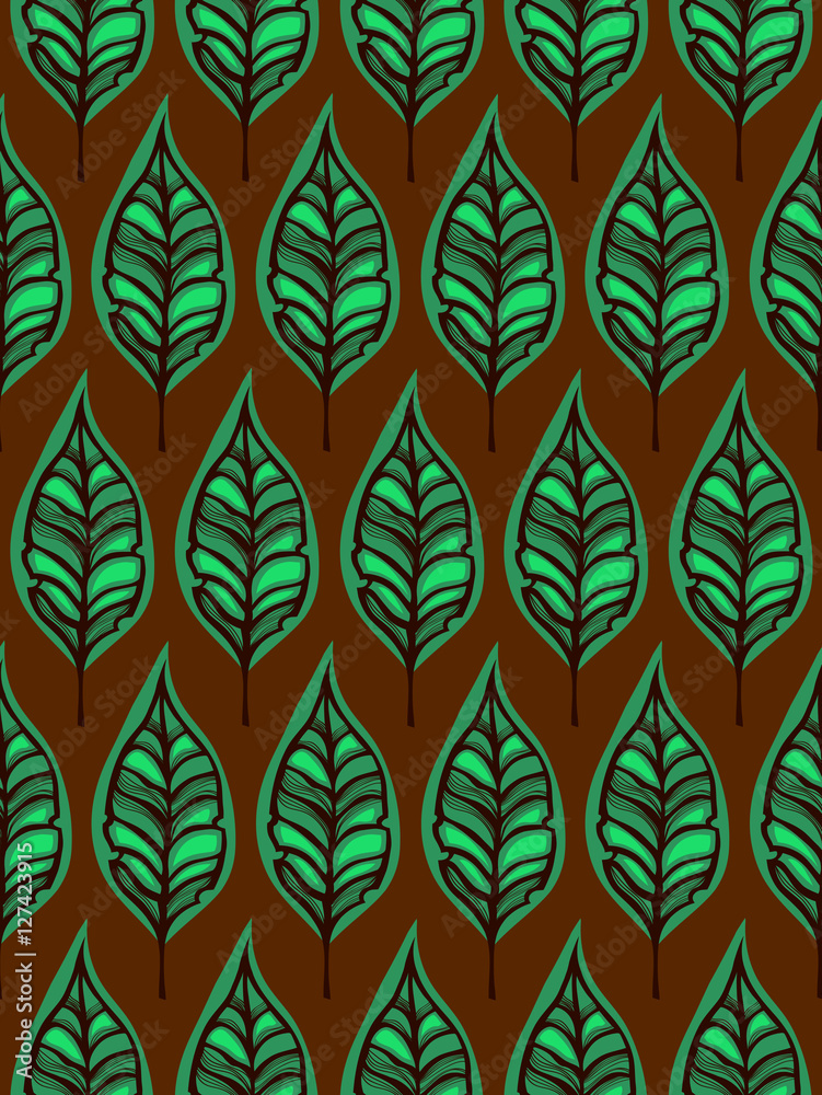 Leaves of coffee. Seamless pattern with leaves. Vector illustration ...