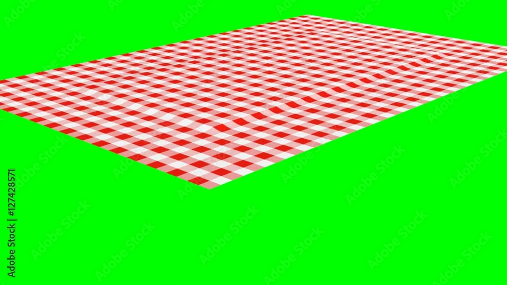 Rectangular tablecloth with red checkered pattern, diagonal view, 3D ...