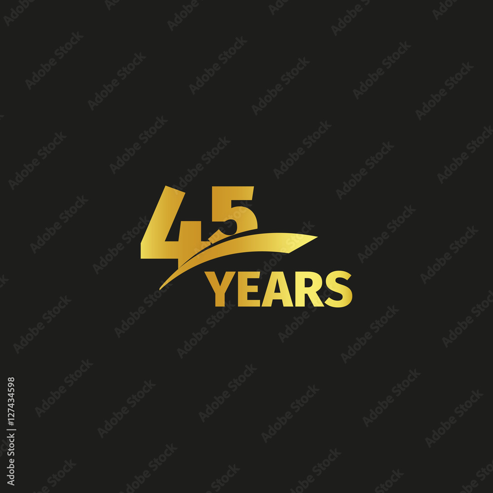 Isolated abstract golden 45th anniversary logo on black background. 45 ...
