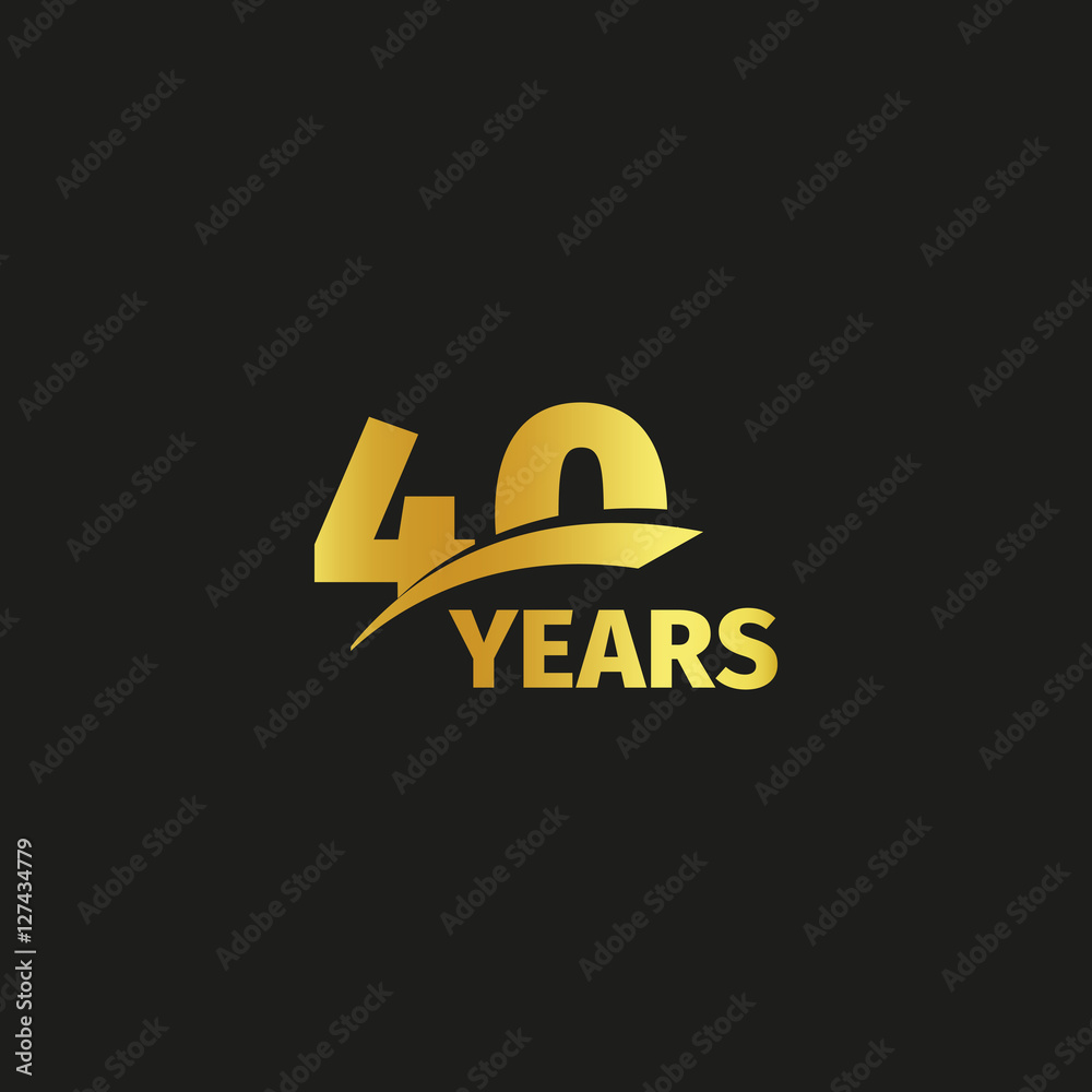 Isolated abstract golden 40th anniversary logo on black background. 40 ...