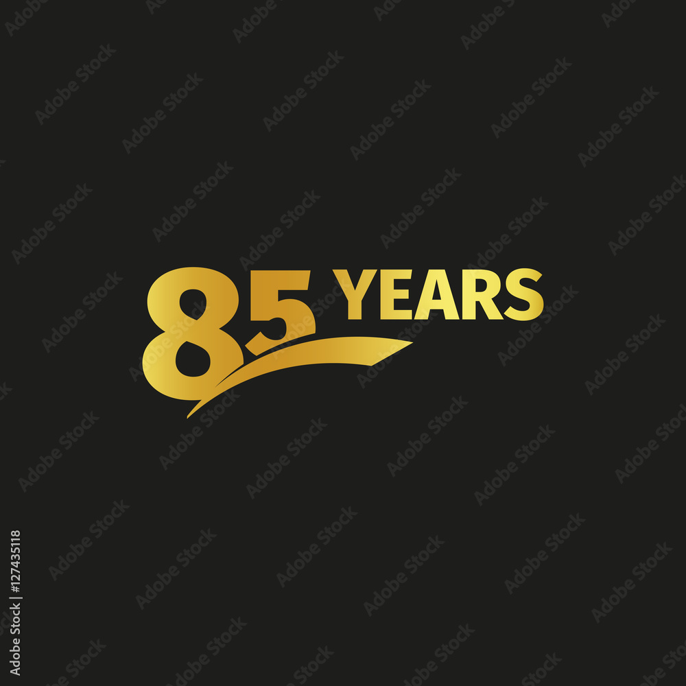 Isolated abstract golden 85th anniversary logo on black background. 85 ...