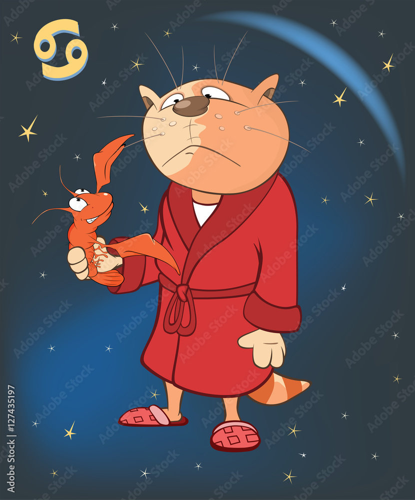 Illustration of a Zodiac Signs Cancer. Cartoon Character Stock Vector ...
