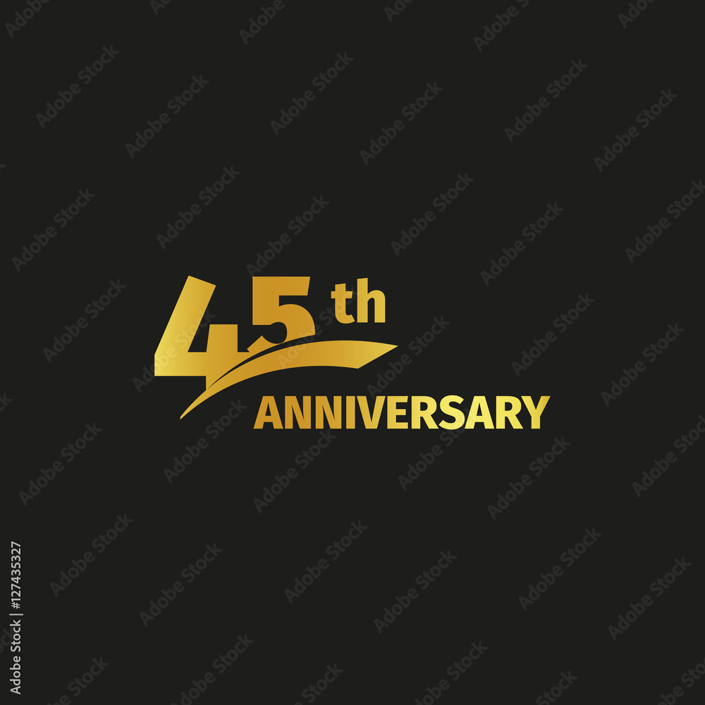 Isolated abstract golden 45th anniversary logo on black background. 45 ...