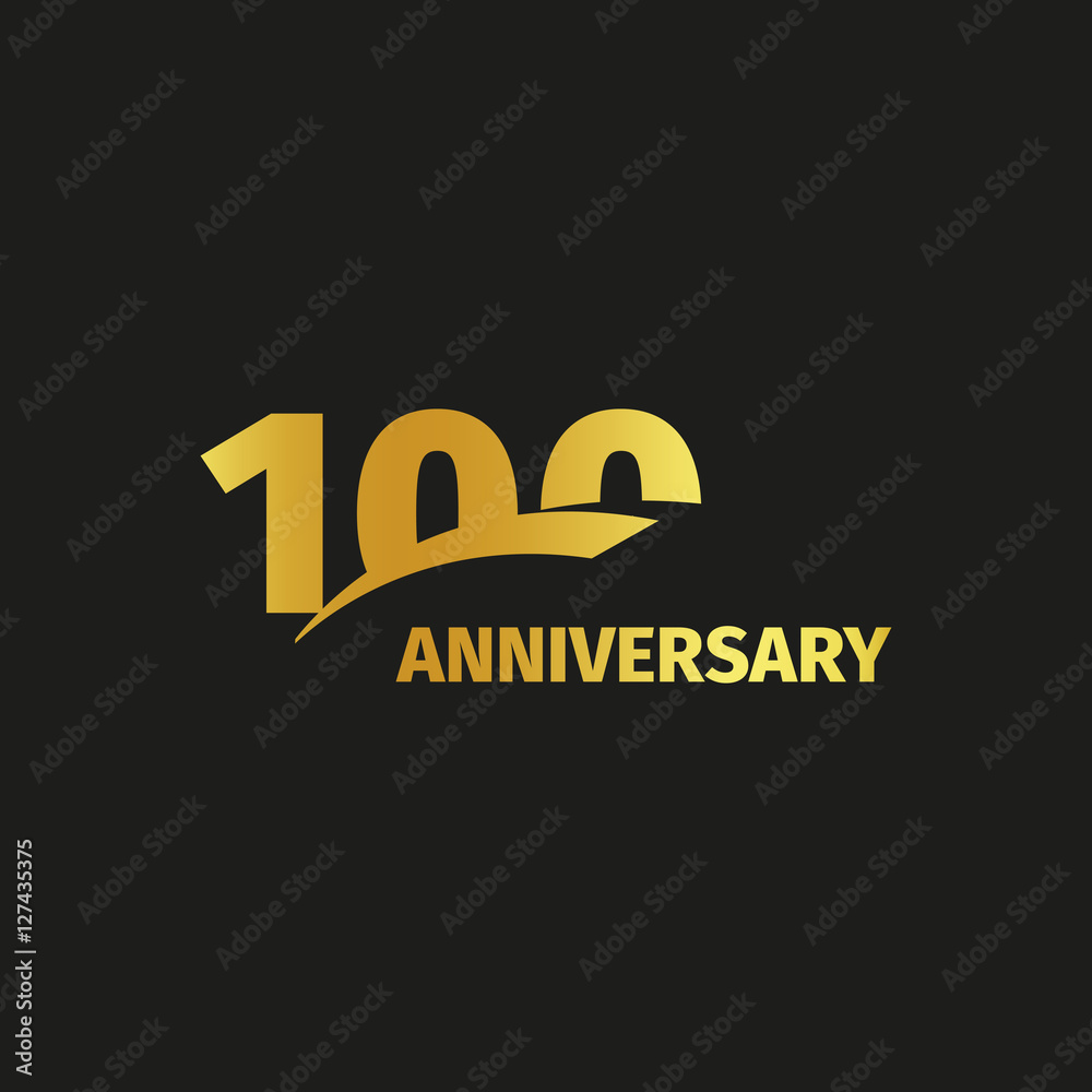 Isolated abstract golden 100th anniversary logo on black background ...