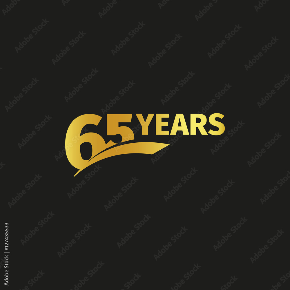 Isolated abstract golden 65th anniversary logo on black background. 65 ...