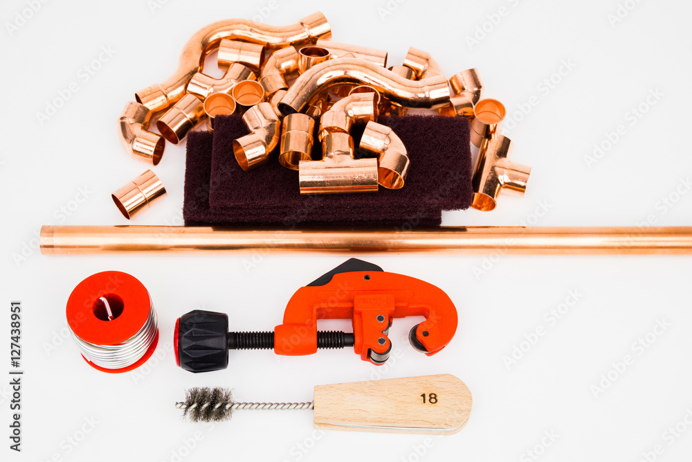 Tools to copper installation Stock-Foto | Adobe Stock