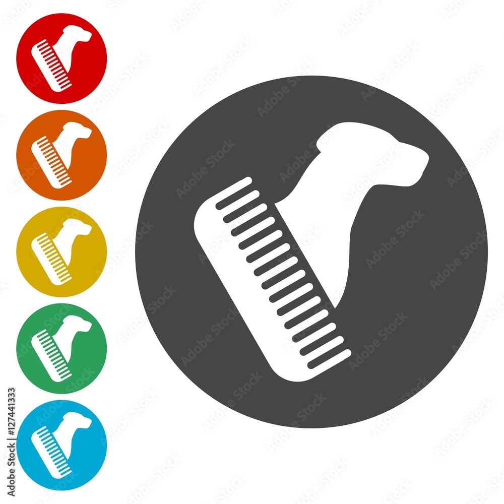 Pet shop design, animal icon, dog and comb icons set Stock Vector ...