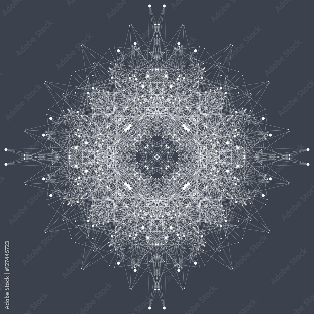 Fractal element with compounds lines and dots. Big data complex ...