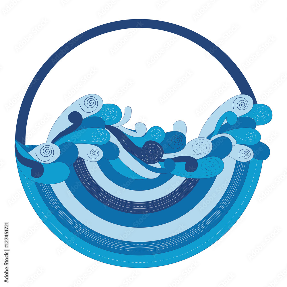 abstract water waves circle emblem icon image vector illustration ...
