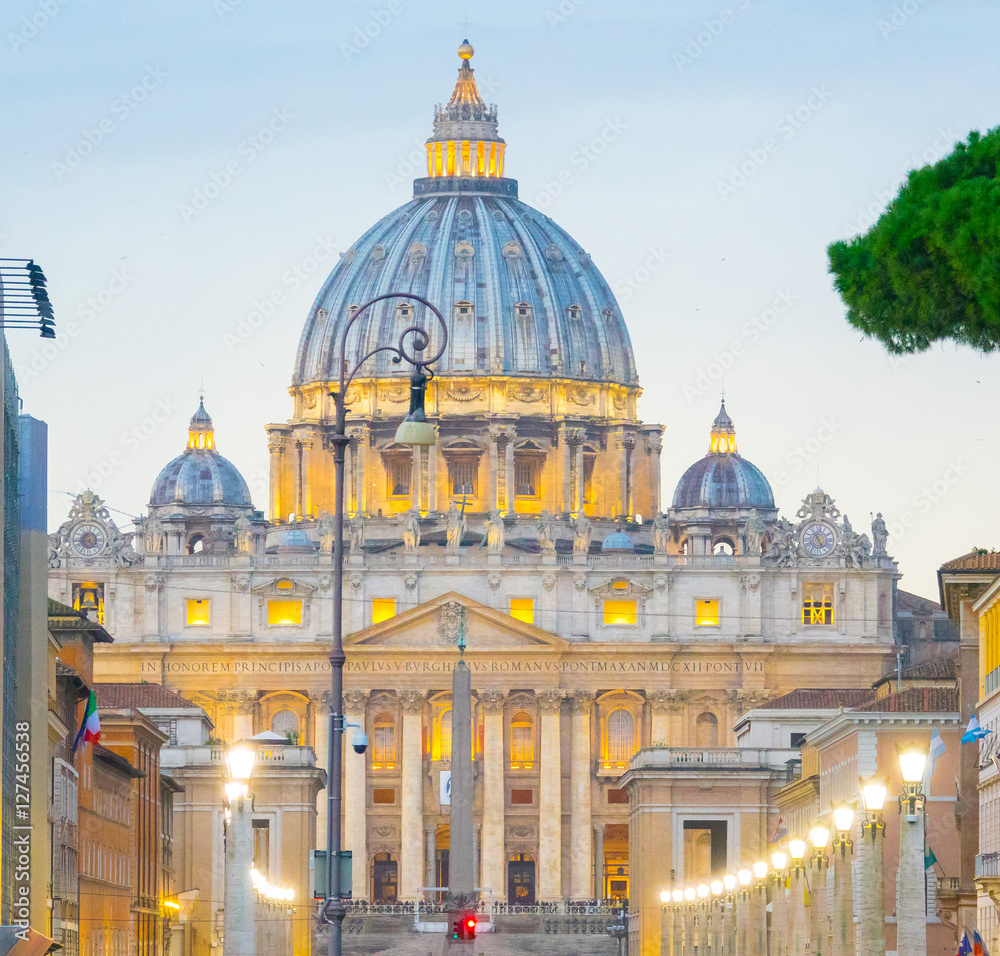 Wonderful view over the dome and impressive building of St Peters ...