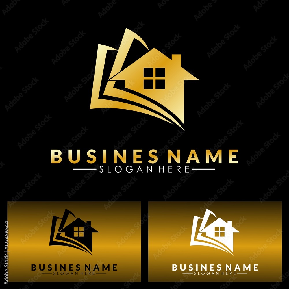 gold paper house logo Stock Vector | Adobe Stock