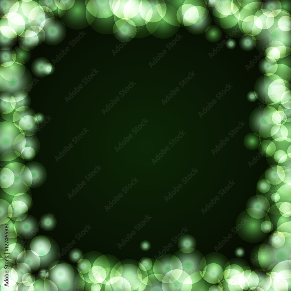 Vecteur Stock Green sparkle frame abstract black background. Light ...