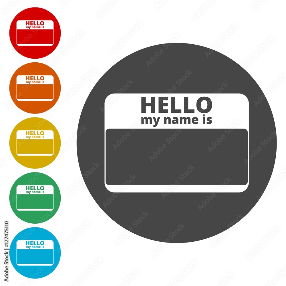 Hello my name card, with Copy Space icons set Stock Vector | Adobe Stock