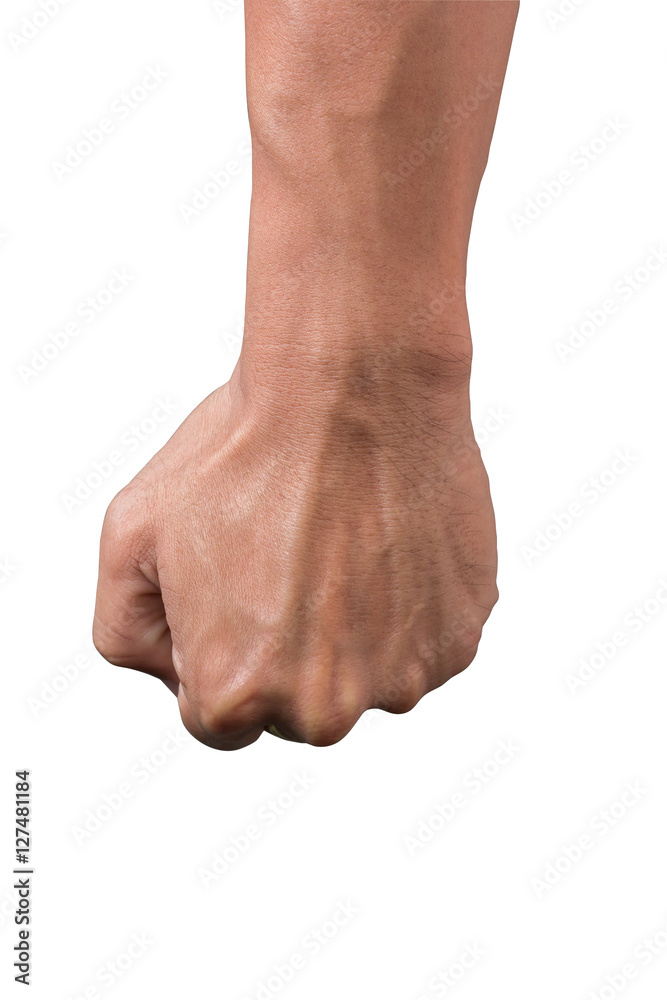 left fist on white background Stock Photo | Adobe Stock