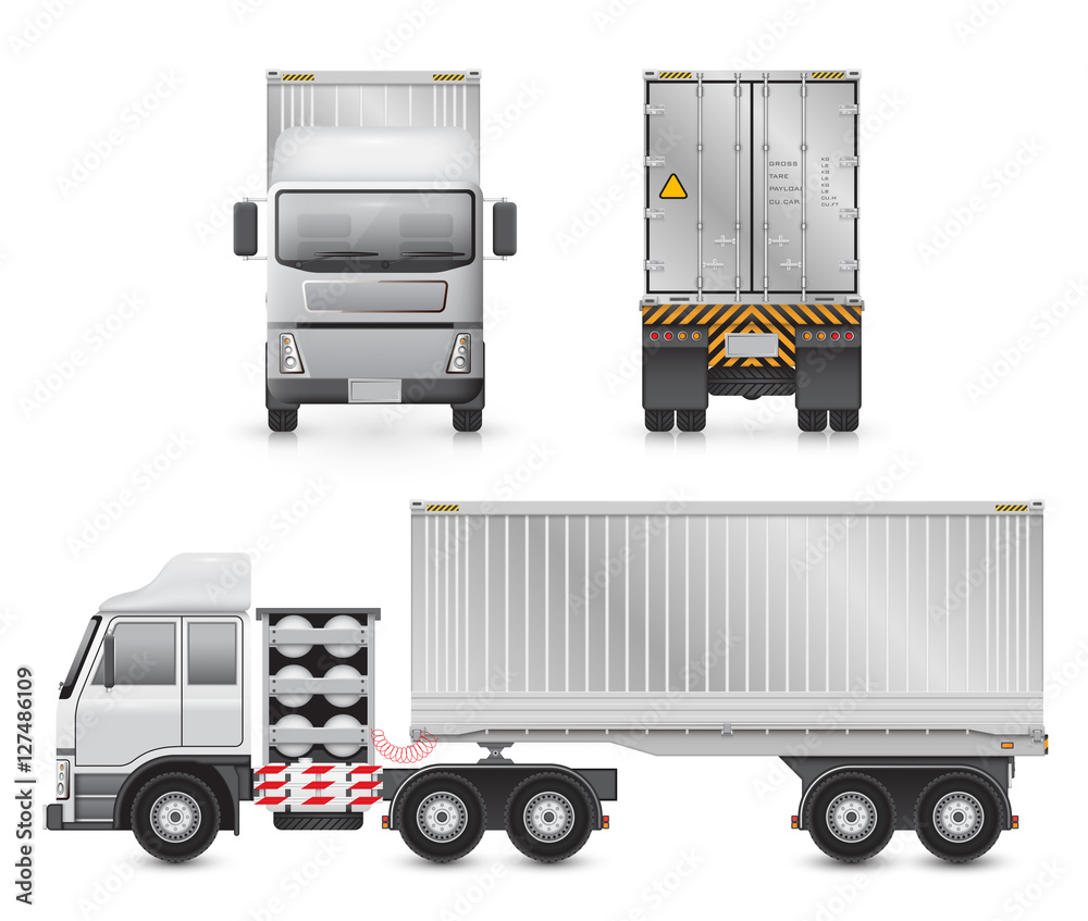 Vector of trailer truck and cargo container for shipping and ...