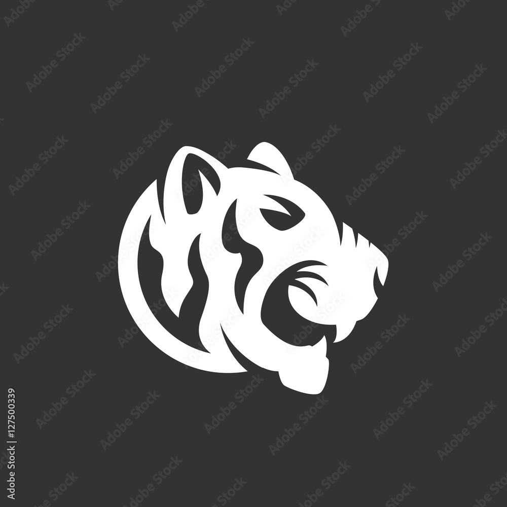 Tiger icon on black background. Animal vector logo Stock Vector | Adobe ...