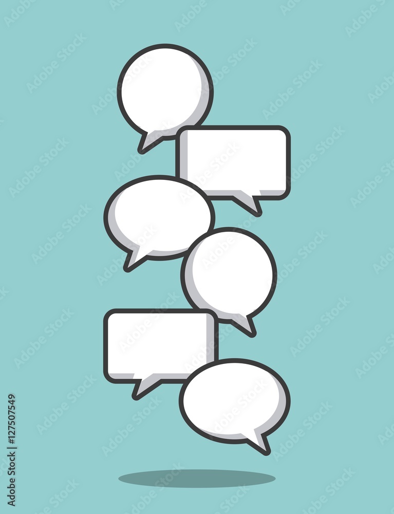 different types communication bubbles over blue background. vector ...