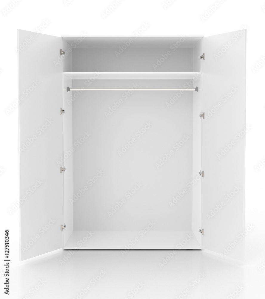 Empty open wardrobe isolated on white background. Stock Illustration ...