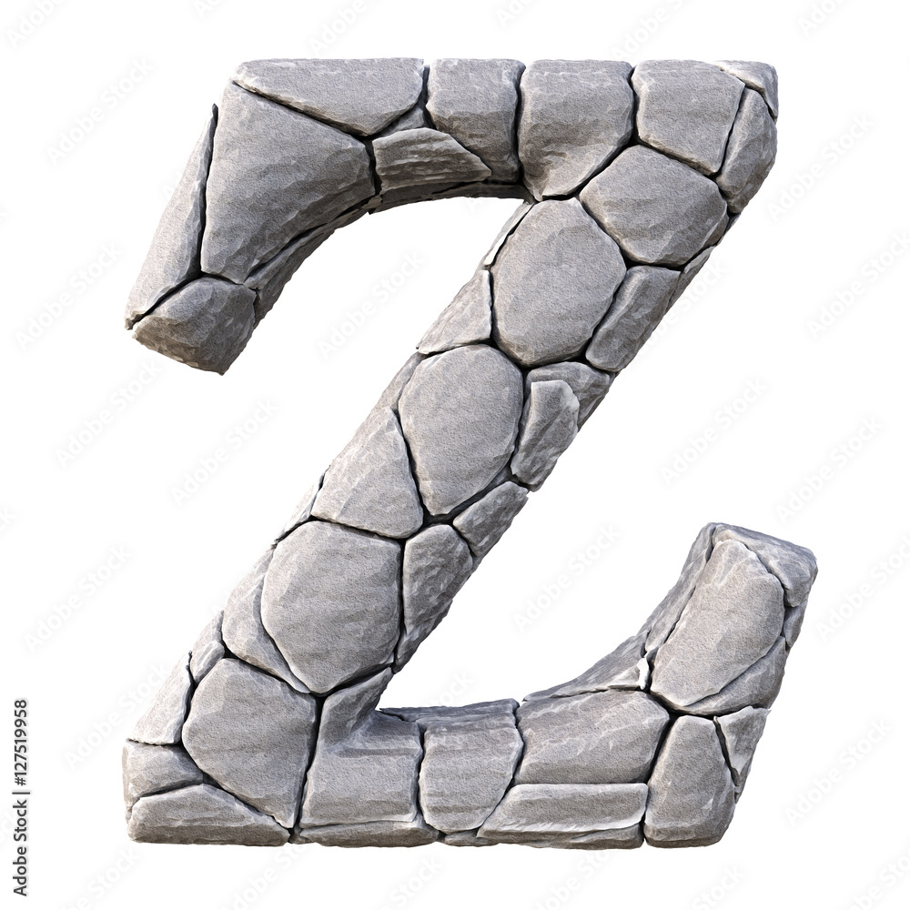 Alphabet from the stones. isolated on white background. 3D illustration ...