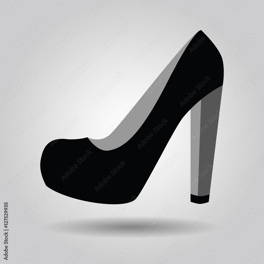 Single black woman platform high heel shoe icon on gray gradient ...