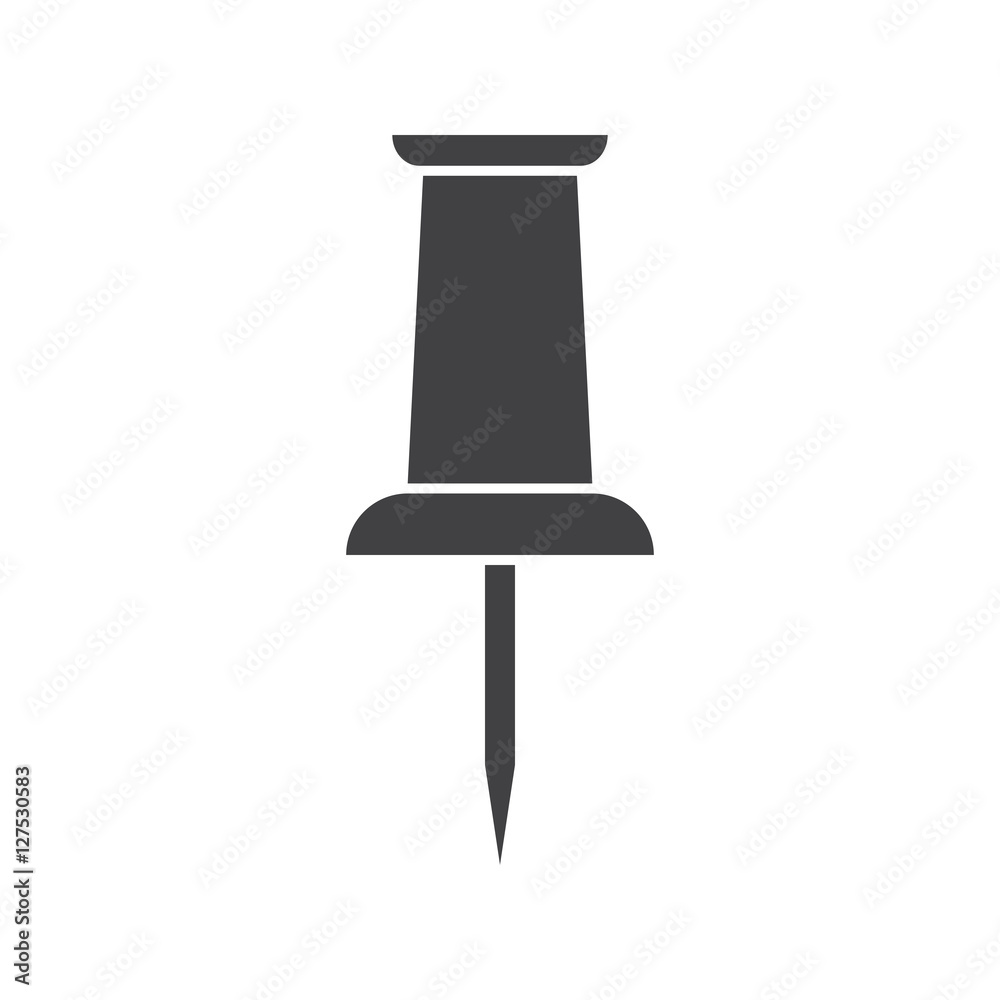 Simple flat push pin icon, grayscale on white background Stock Vector ...