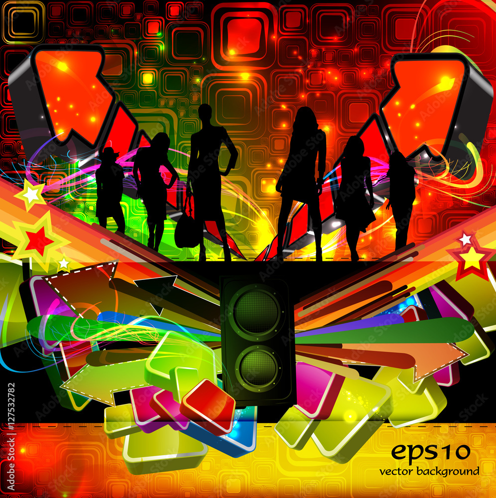 Concert. Disco party background for poster Stock Vector | Adobe Stock