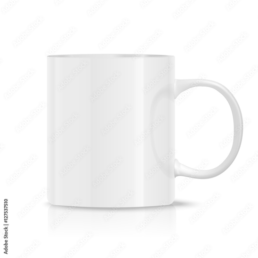 Photorealistic white cup isolated on the white background.Design ...