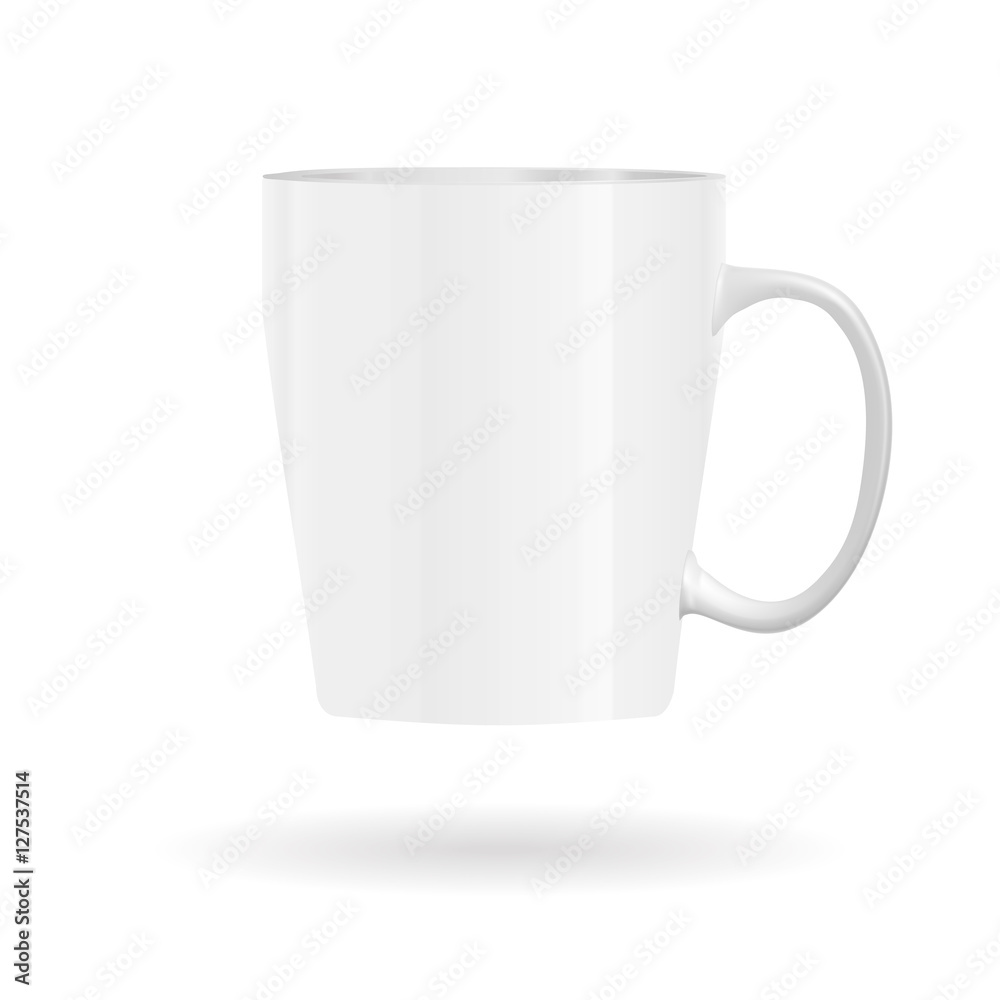 Photorealistic white cup isolated on the white background. Design ...