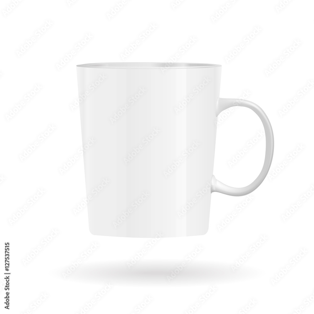 Photorealistic white cup isolated on the white background. Design ...