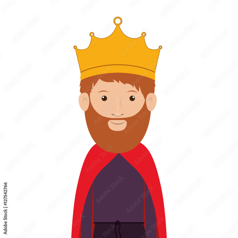colorful half body king with crown and beard vector illustration Stock ...