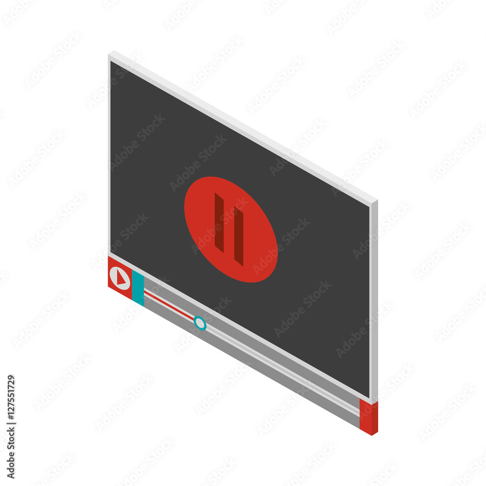 screen with pause icon and play button vector illustration Stock Vector ...
