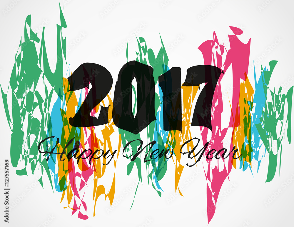Happy new year 2017 creative greeting card design. Year 2017 vector ...