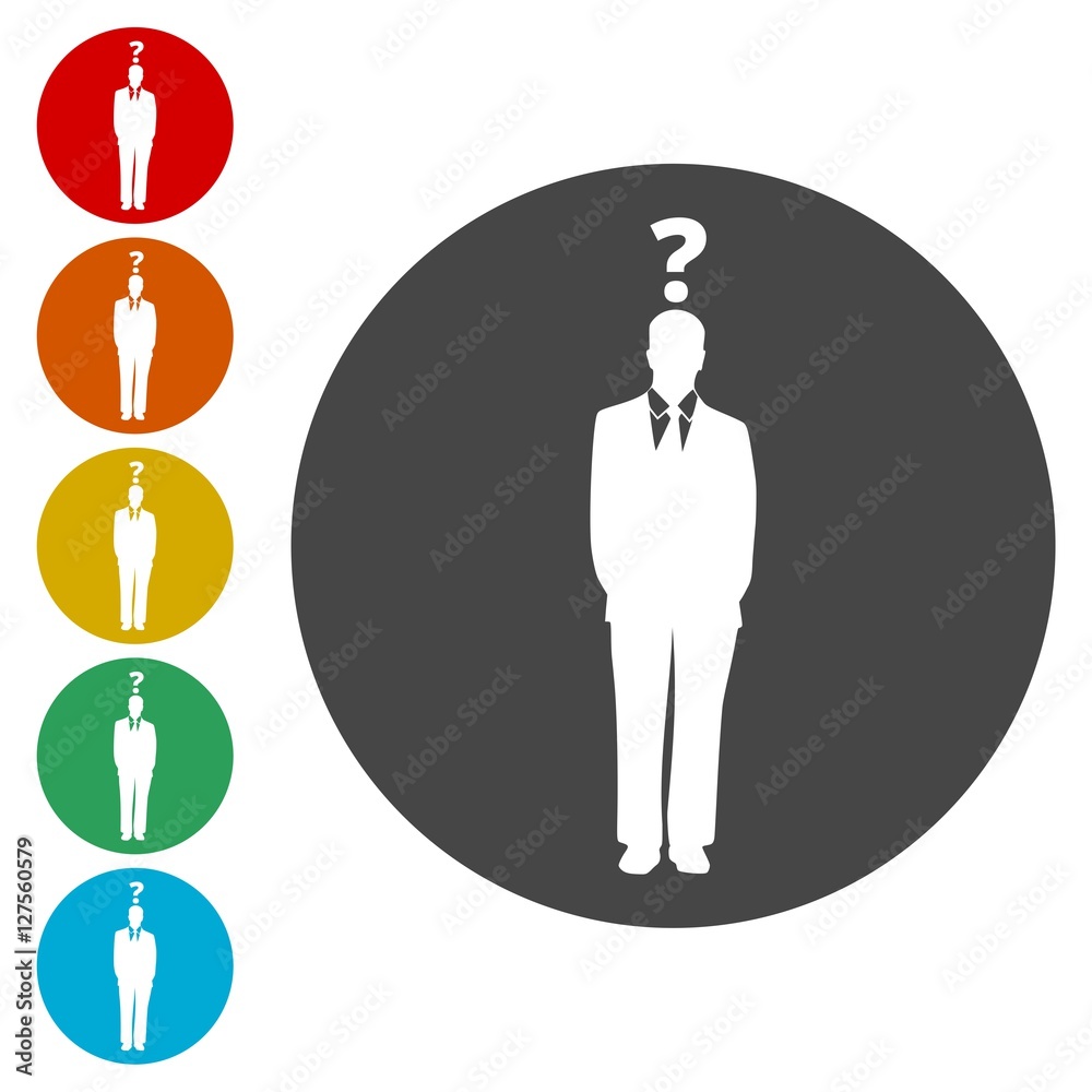 Man with question mark sticker set Stock Vector | Adobe Stock