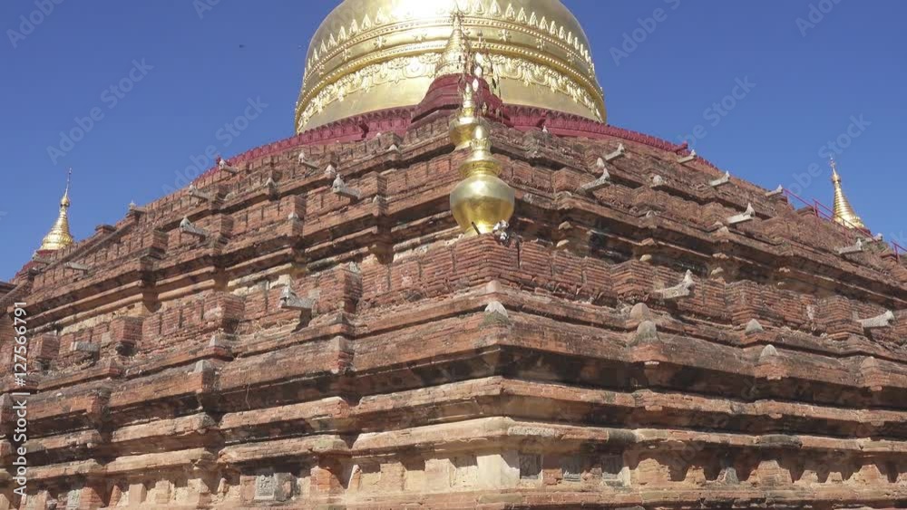 Dhamma ya zi ka Pagoda in Bagan, Myanmar (Burma), tilt view 4k Stock ...