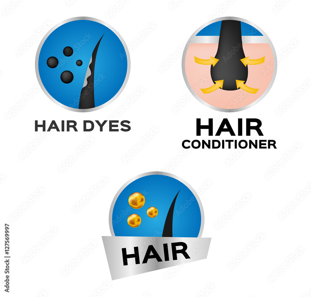 hair dyes and hair conditioner logo, icon and vector . anatomy Stock ...