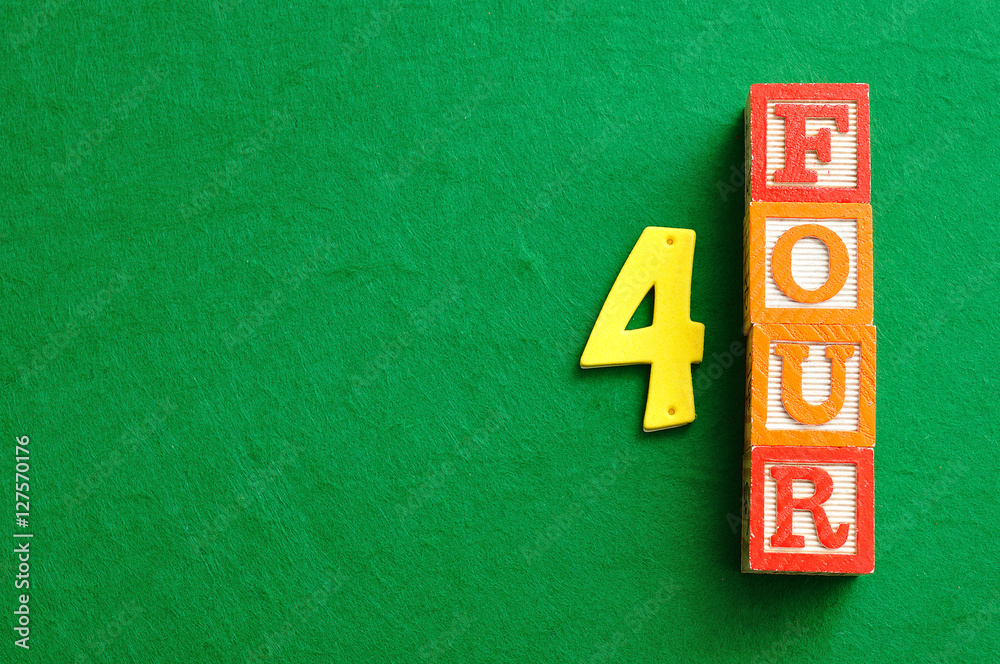 Number 4 displayed as a word and a number Stock Photo | Adobe Stock