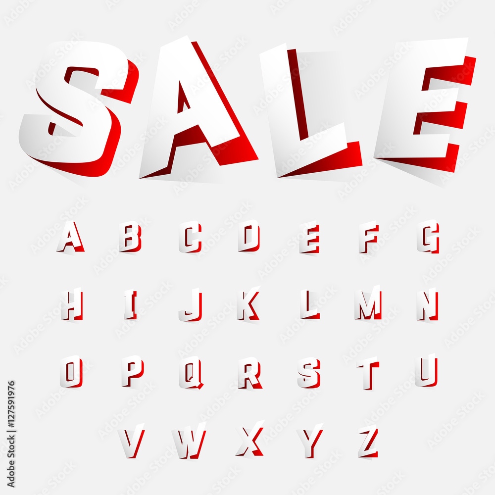 Alphabet letters cut out from paper red style. Vector illustration ...