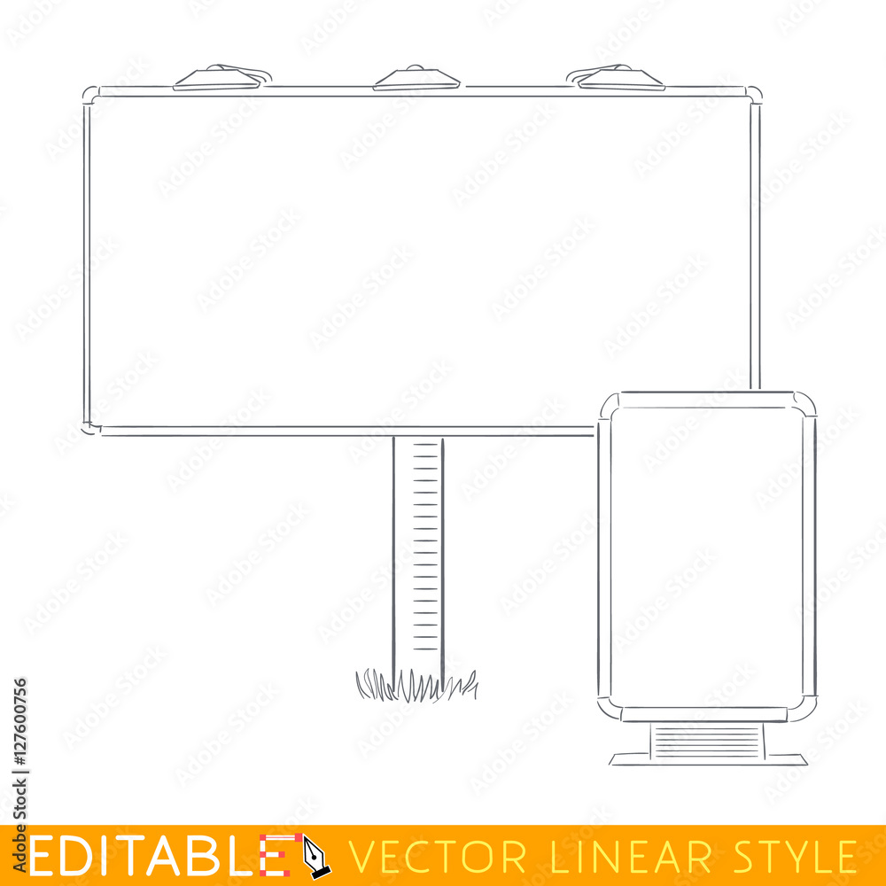 Billboard and citylight template. Editable outline sketch. Stock vector ...