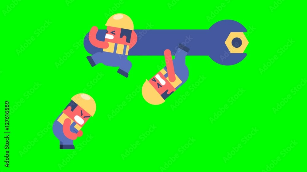 Page under construction. Funny cartoon workers repairing website using ...